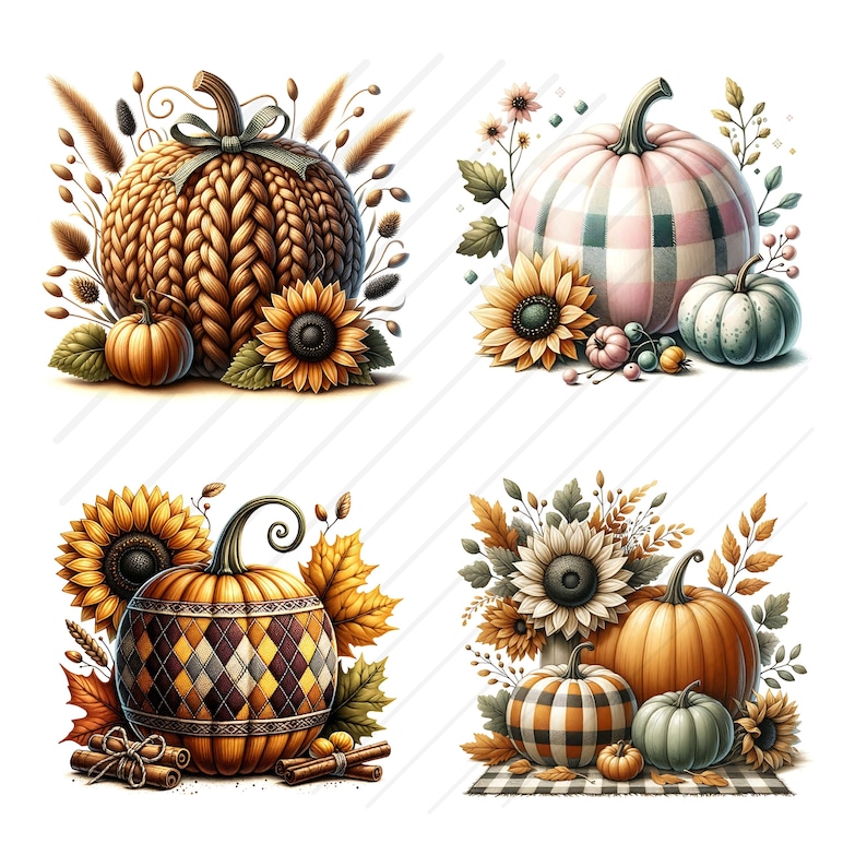 Plaid Pumpkin Clipart Bundle Fall Clipart Autumn Harvest Clipart High ...