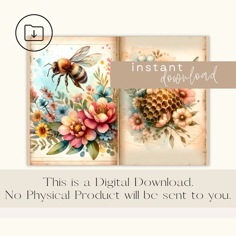 Bee Junk Journal Kit Honey Bee Printable Paper Insect Journal Pages ...