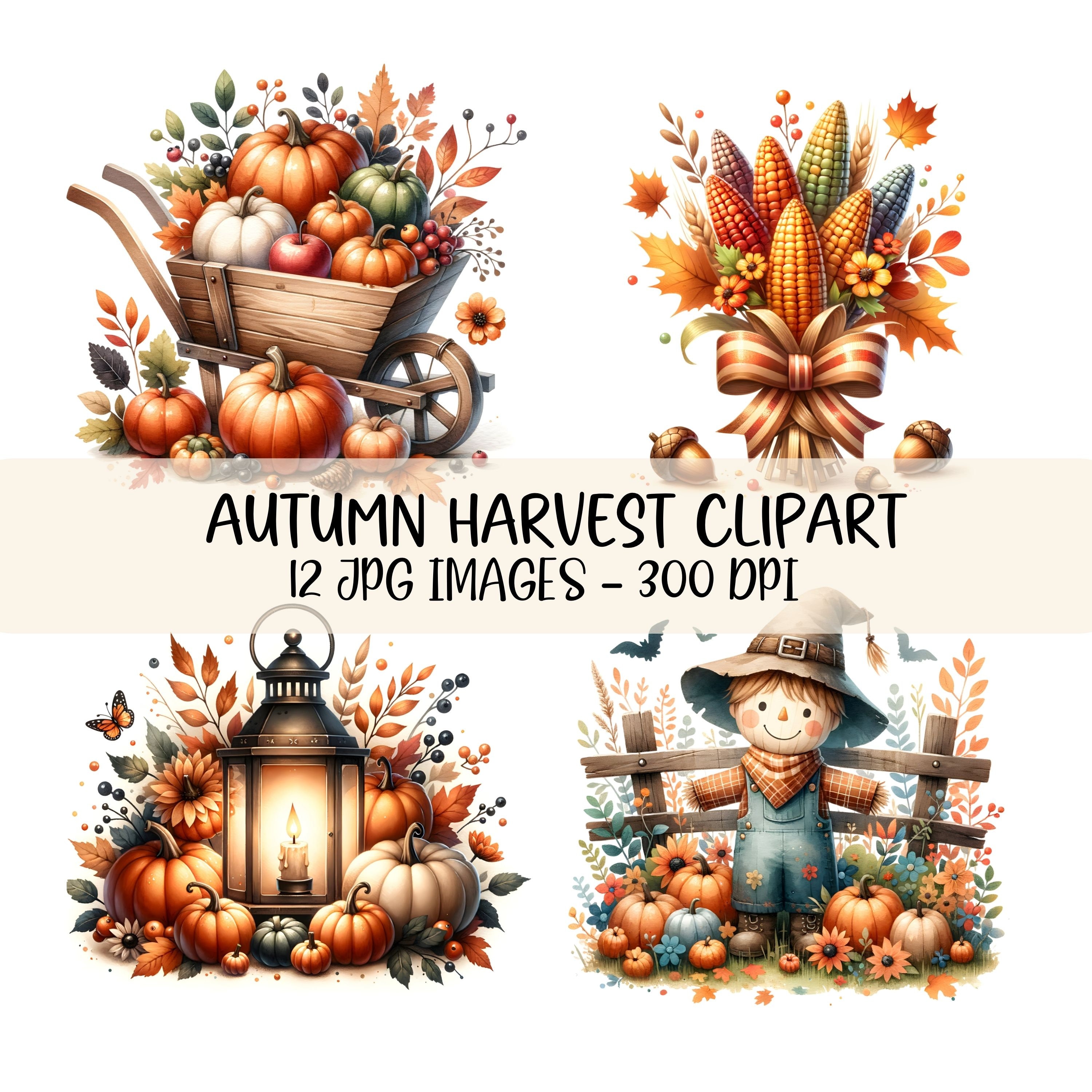 Watercolor Fall Clipart Bundle Autumn Harvest Clip Art Printable ...