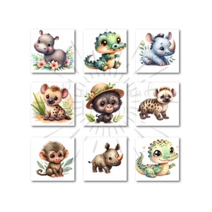 Cute Baby Safari Clipart Bundle Safari Animal PNG Watercolor Safari ...