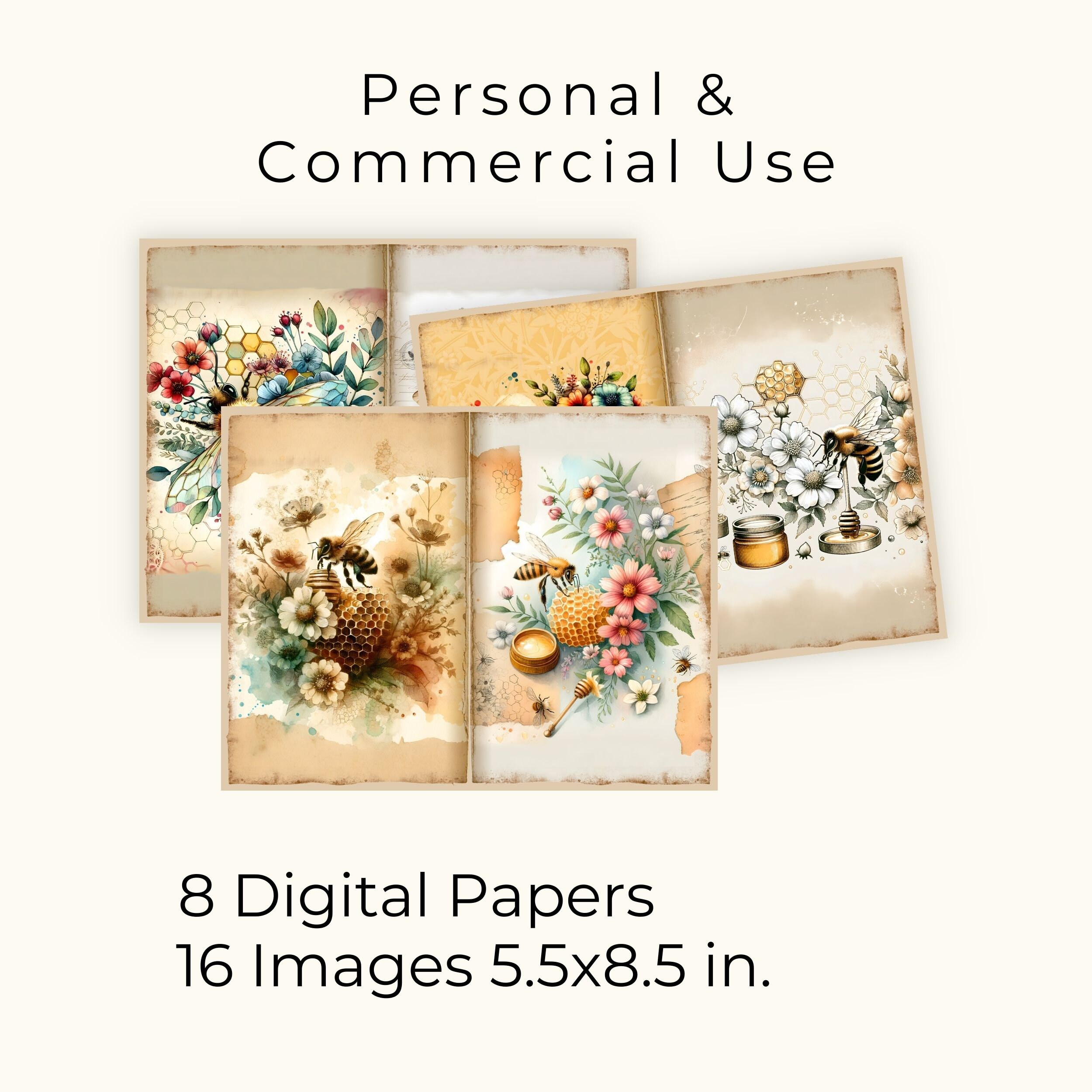 Bee Junk Journal Kit Honey Bee Printable Paper Insect Journal Pages ...