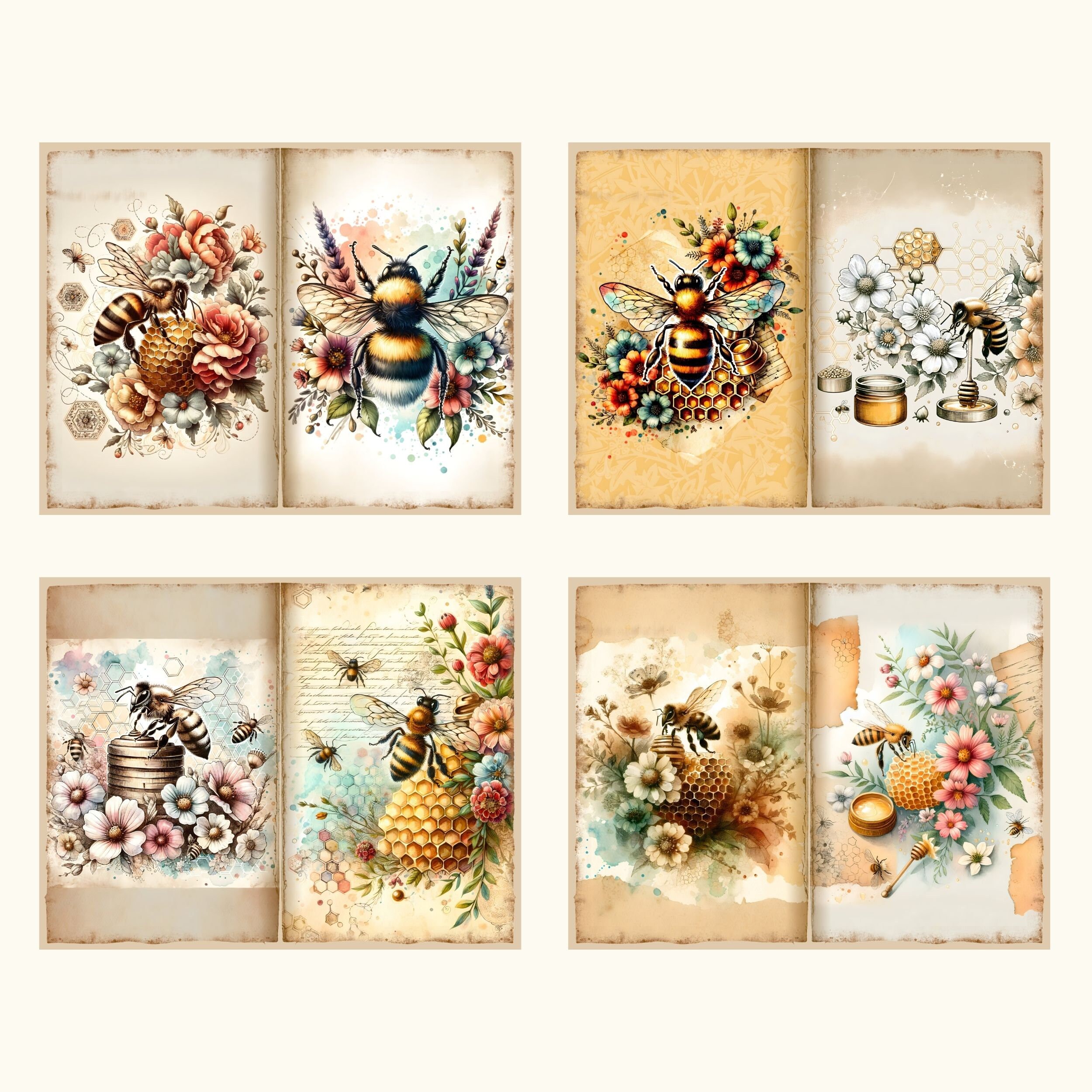 Bee Junk Journal Kit Honey Bee Printable Paper Insect Journal Pages ...