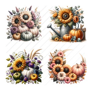 Autumn Pumpkin With Sunflower Clipart Bundle Fall Clipart Autumn ...