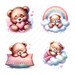 Cute Teddy Bear Watercolor Clipart Bundle Sleeping Teddybear Clipart ...