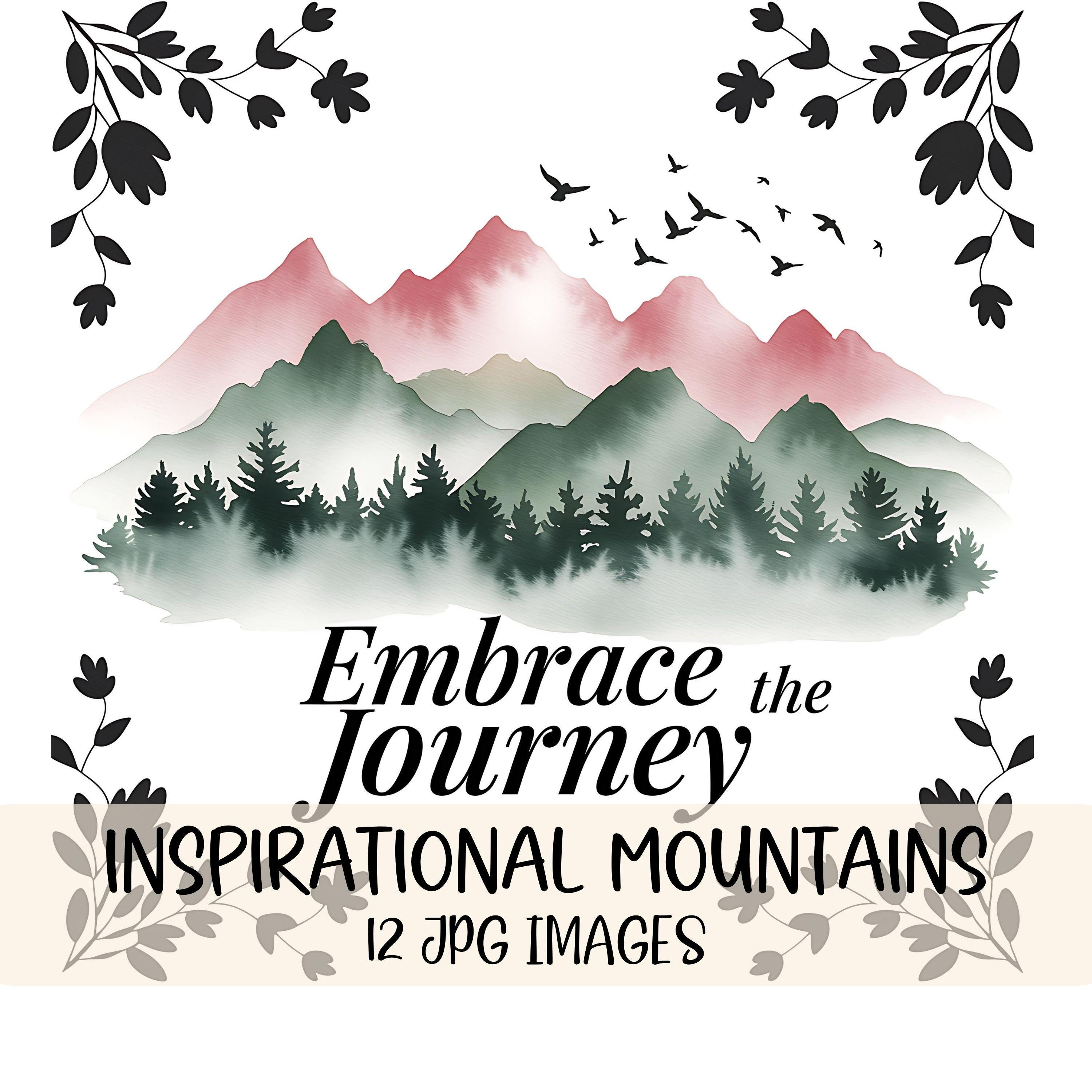 Watercolor Mountains Clipart Bundle Inspirational Quote Clipart High ...