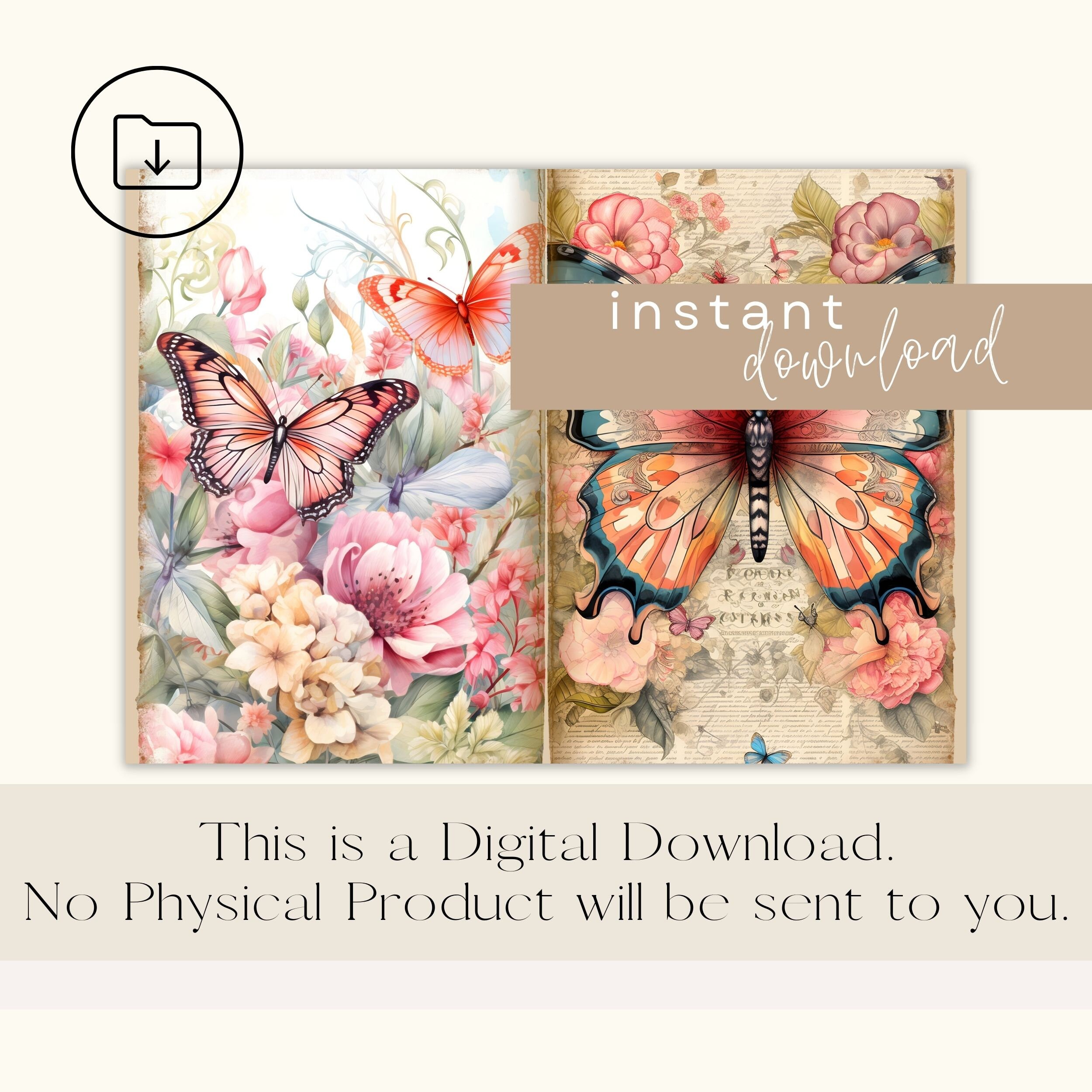 Butterfly Junk Journal Kit Printable Butterfly Journal Pages Butterfly ...