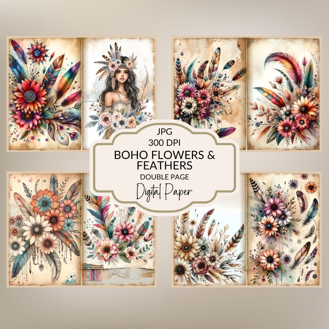 Boho Floral Junk Journal Kit Printable Bohemian Journal Pages Boho ...