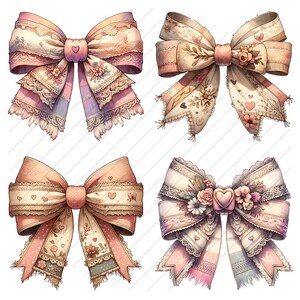 Vintage Bow PNG Watercolor Coquette Bows PNG Clipart Bundle Rustic ...