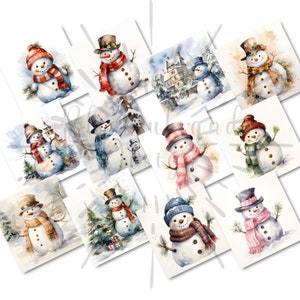 Snowman Clipart Watercolor Christmas PNG Winter Clipart Digital ...