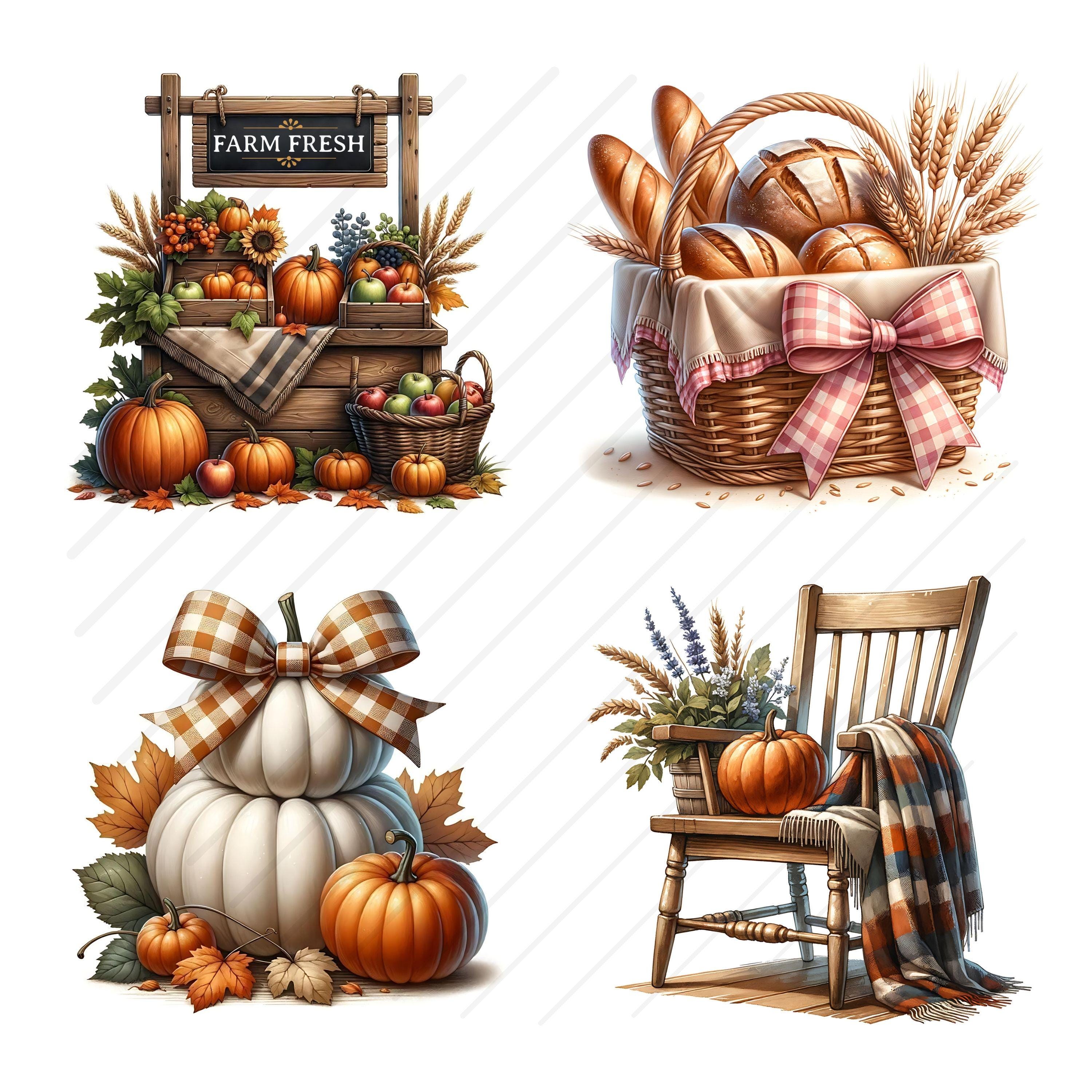 Watercolor Fall Clipart Bundle Autumn Harvest Clip Art Printable ...