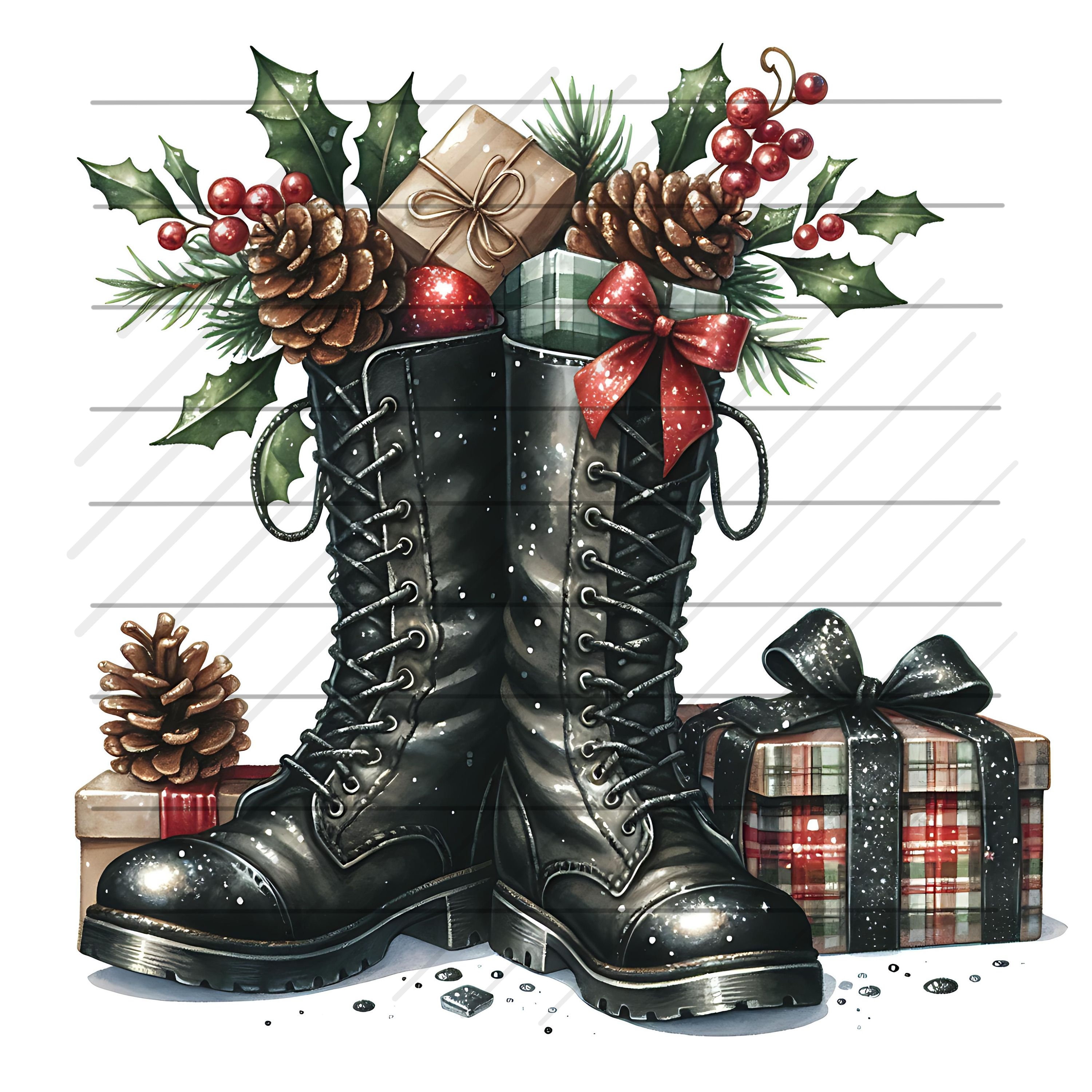 Christmas Boots Clipart Bundle Santa Boots Clipart JPG Images Vintage ...