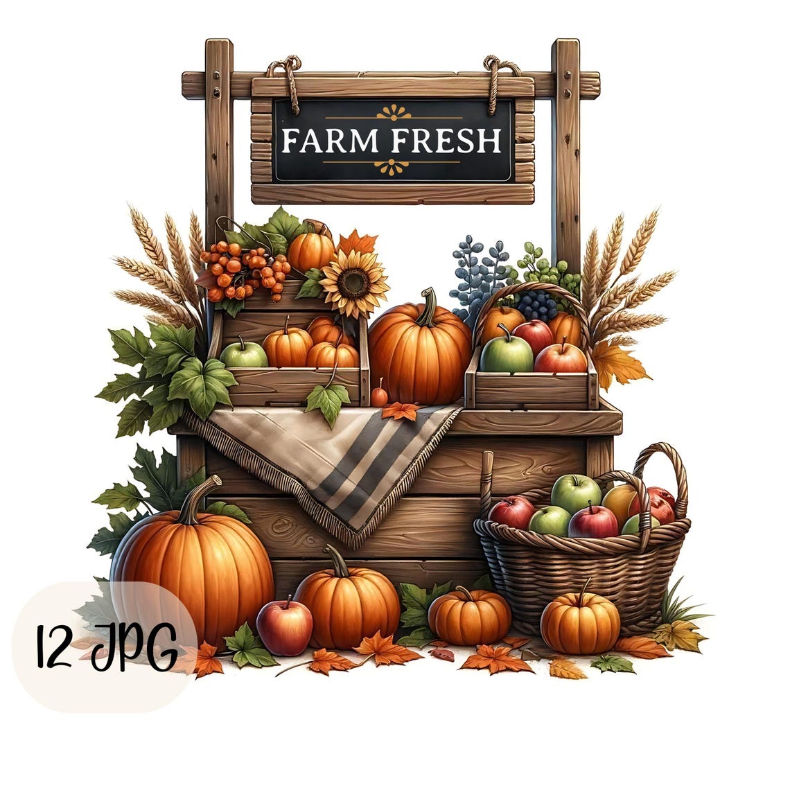 Watercolor Fall Clipart Bundle Autumn Harvest Clip Art Printable ...