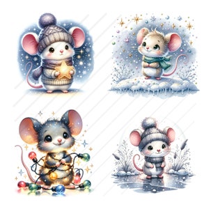 Cute Winter Mouse Clipart Bundle Holiday Mouse Graphic JPG Image ...