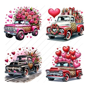 Pickup Truck Clipart Bundle Watercolor Valentine's Day Clipart JPG ...