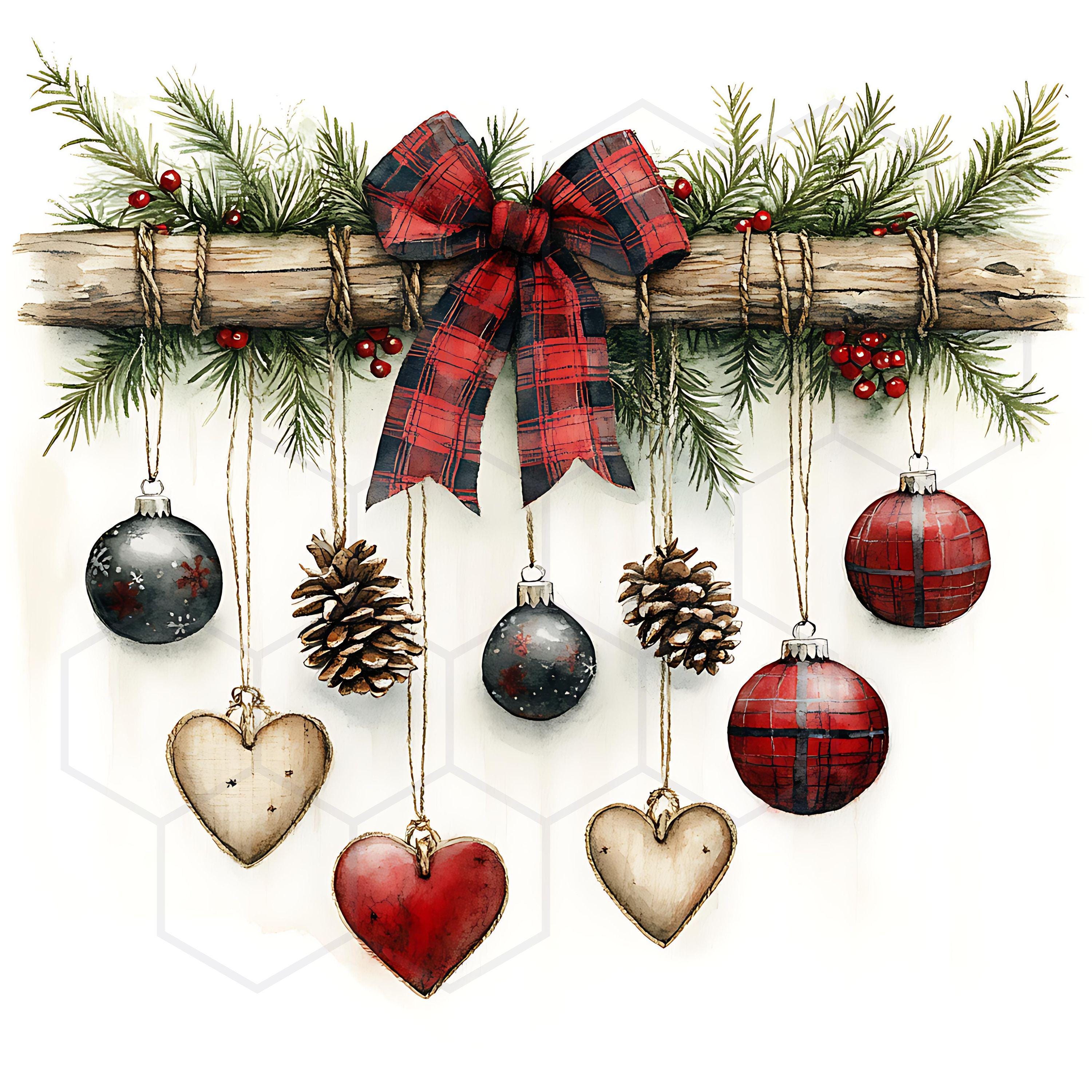 Farmhouse Christmas Clipart: Holiday Graphics, Rustic Decor (digital ...