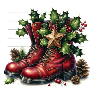 Christmas Boots Clipart Bundle Santa Boots Clipart JPG Images Vintage ...