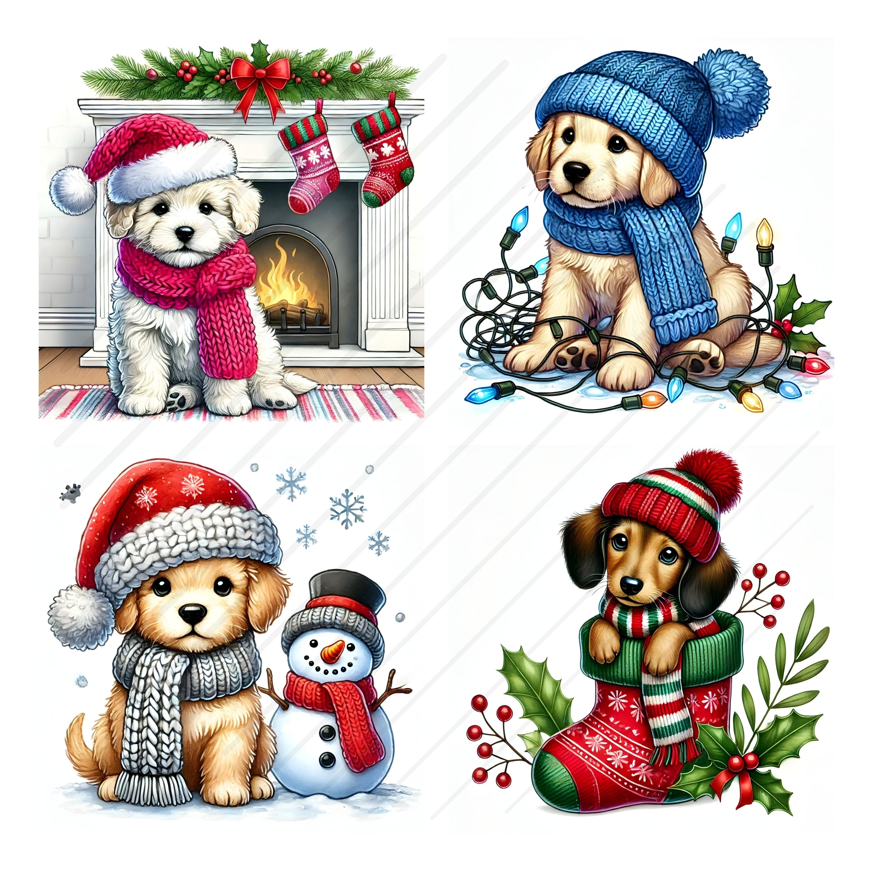 Christmas Puppy Clipart JPG Image Cute Christmas Puppies Holiday Dog ...