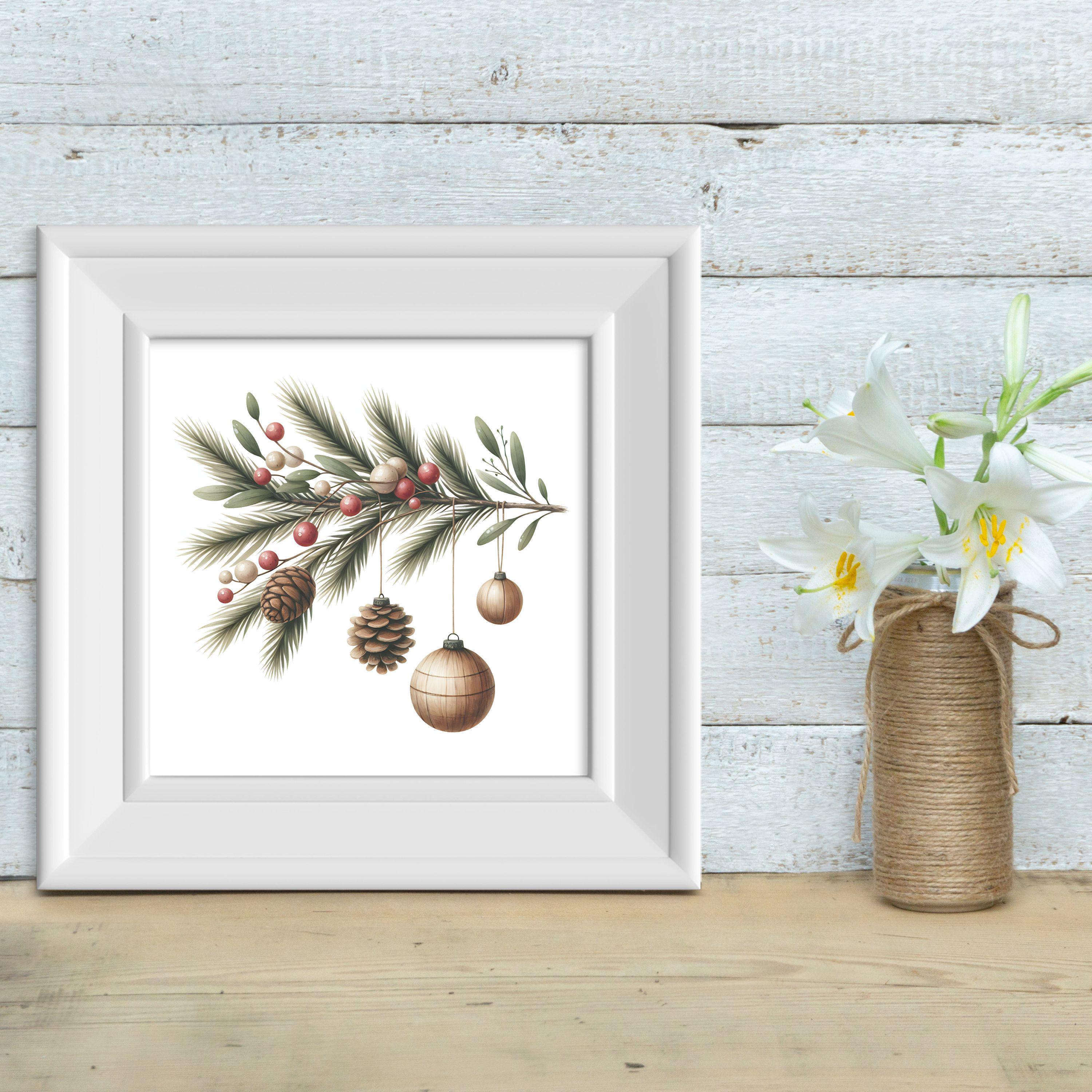 Farmhouse Christmas Clipart: Holiday Graphics, Rustic Decor (digital ...