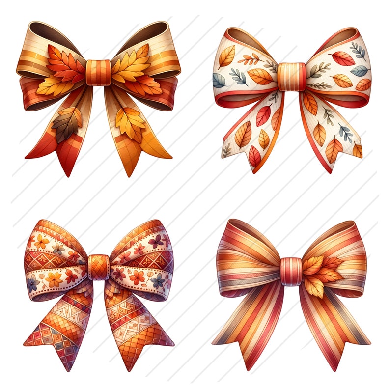 Coquette Bow PNG Watercolor Bow Clipart Bundle Fall Clipart Sublimation ...
