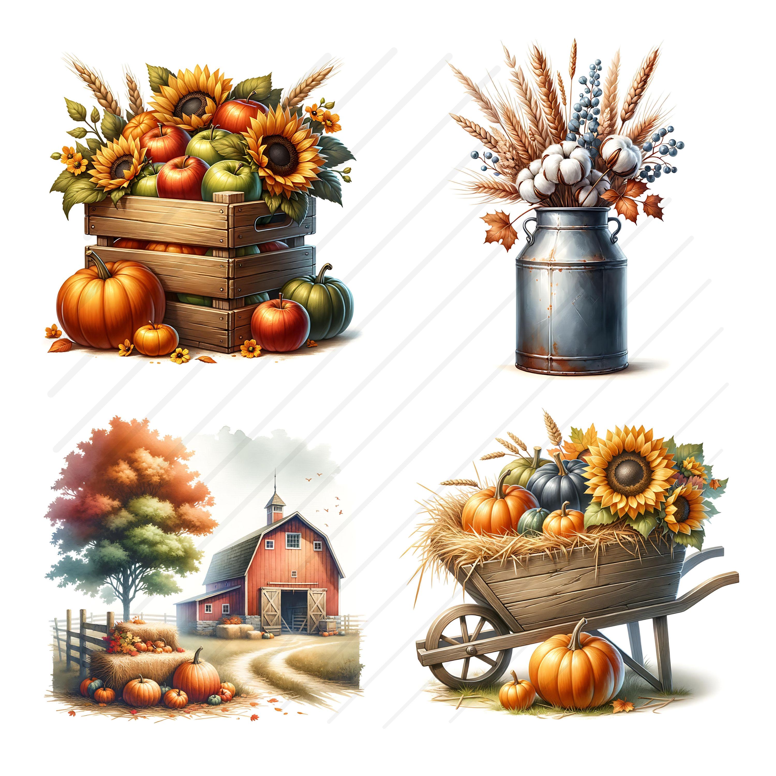 Watercolor Fall Clipart Bundle Autumn Harvest Clip Art Printable ...