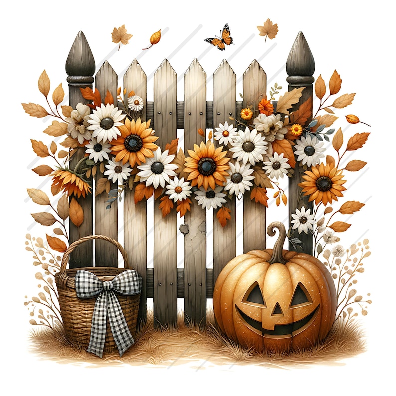 Watercolor Fall Clipart Bundle: Farmhouse Halloween Graphics (JPG ...