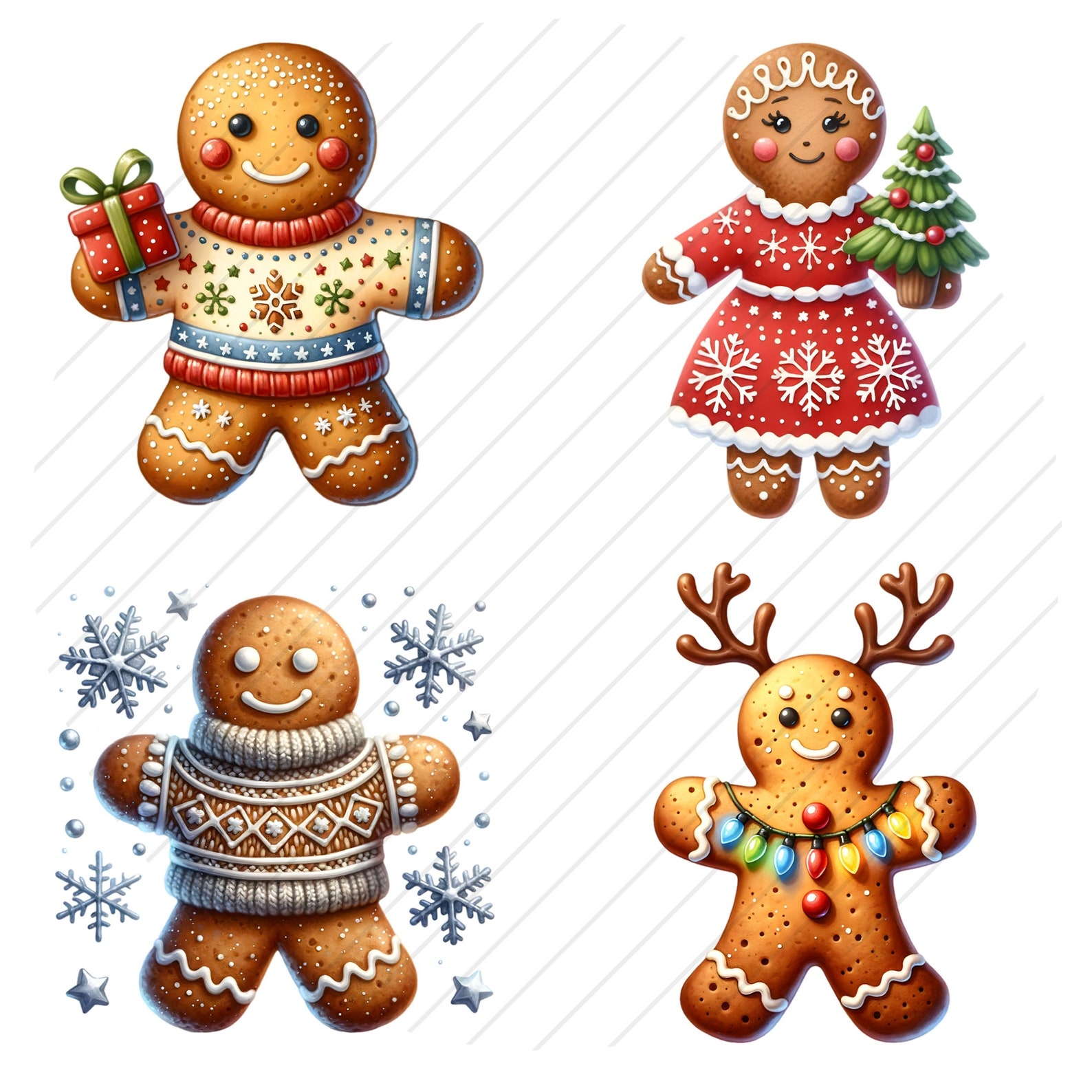 Cute Gingerbread Man Clipart Bundle Christmas Cookie PNG Image Holiday ...
