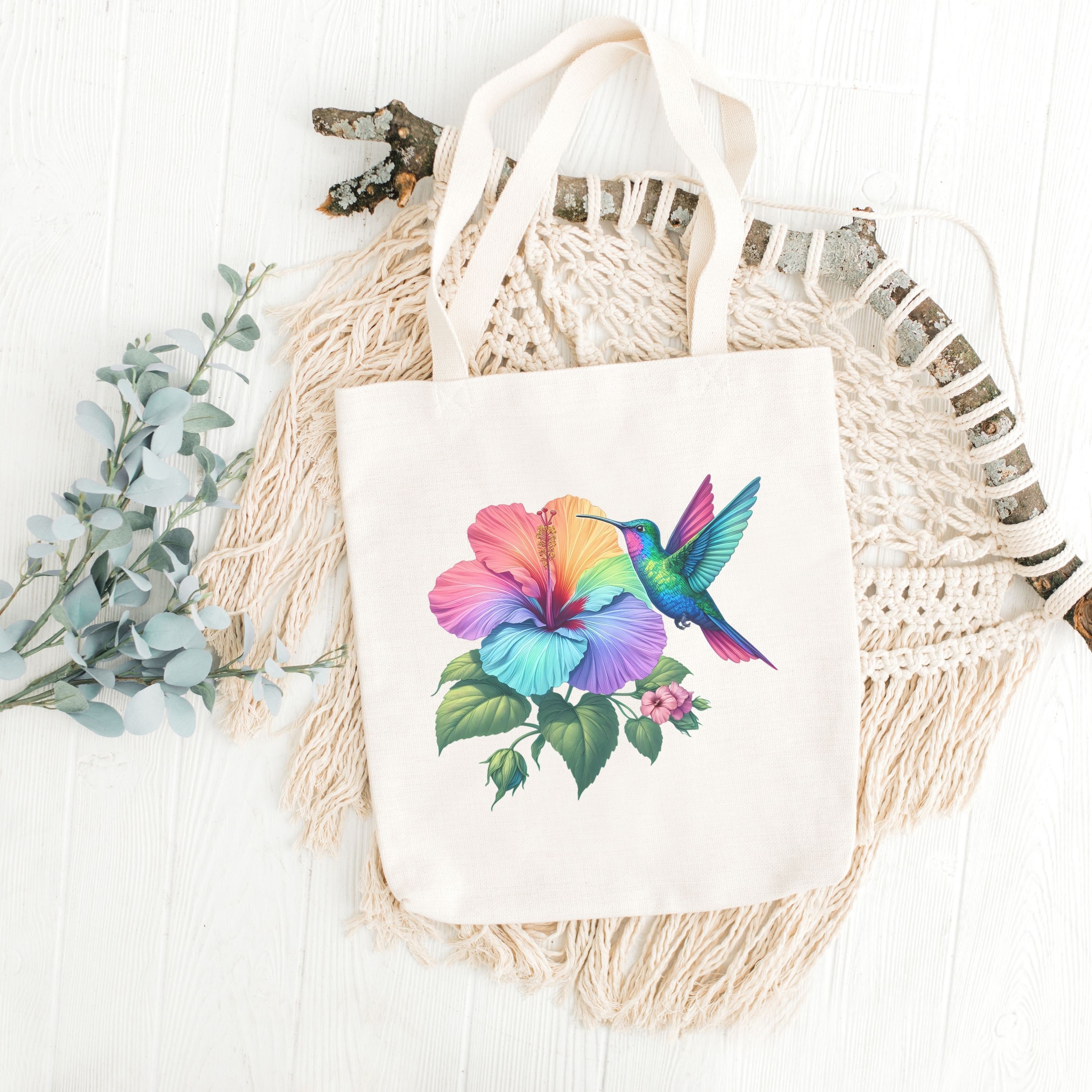 Watercolor Hibiscus Clipart Bundle Rainbow Flower PNG Hummingbird ...