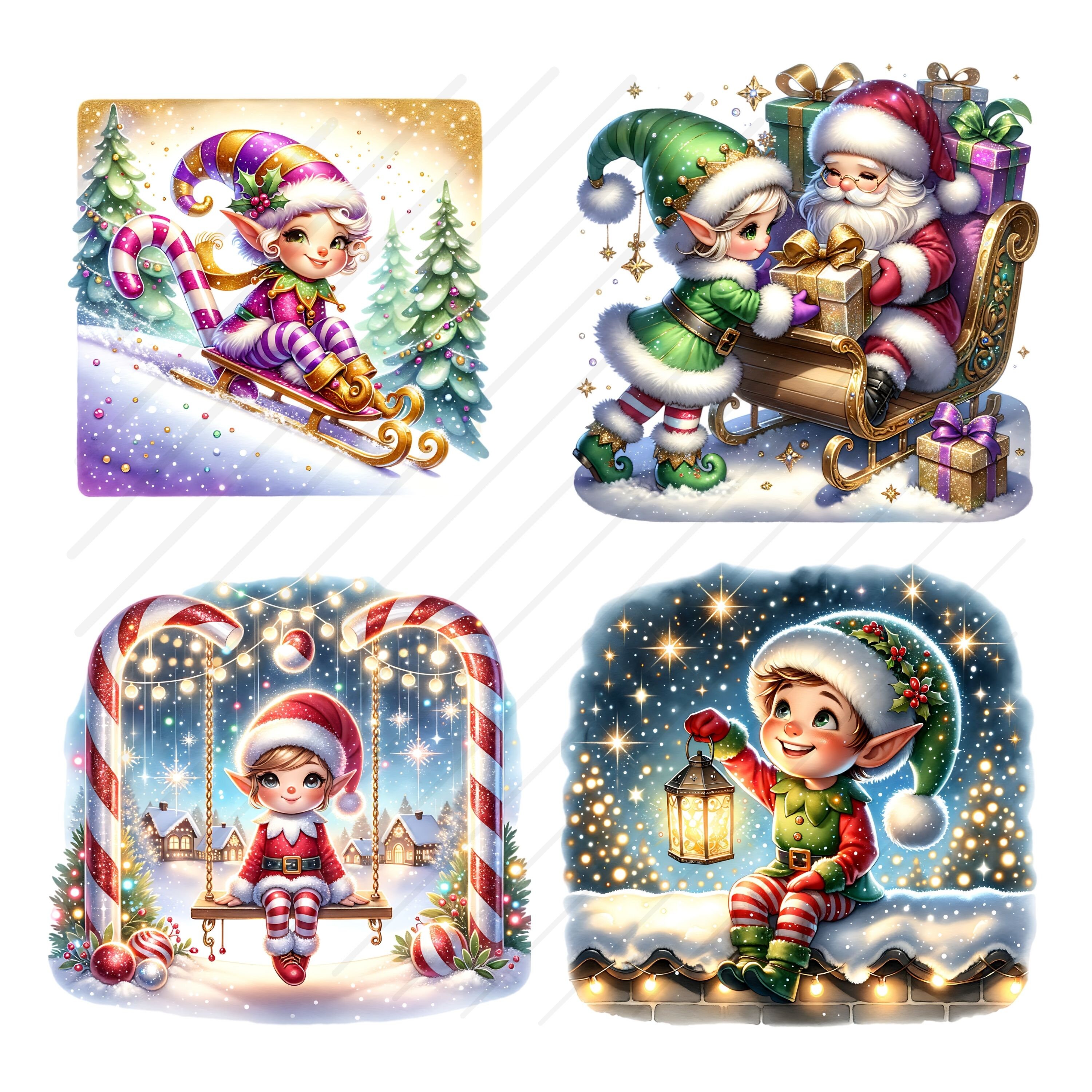 Christmas Elf Clipart Bundle Cute Christmas Elves Clipart JPG Images ...