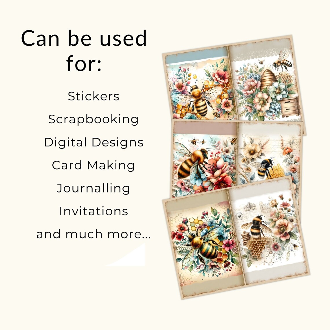 Bee Junk Journal Kit Honey Bee Printable Paper Insect Journal Pages ...