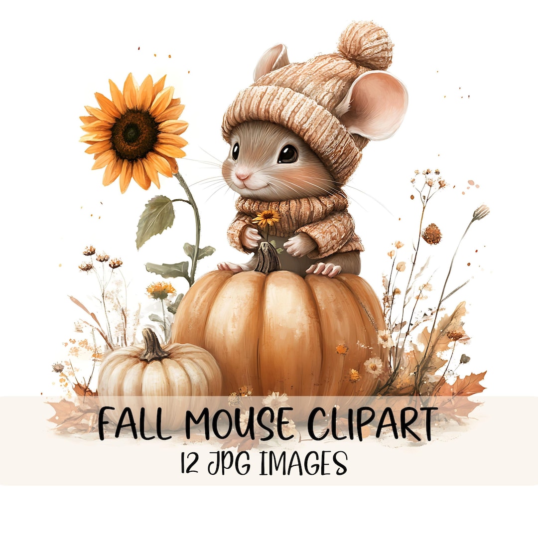Fall Mouse Clipart Bundle: Watercolor Autumn Animals (digital Download ...