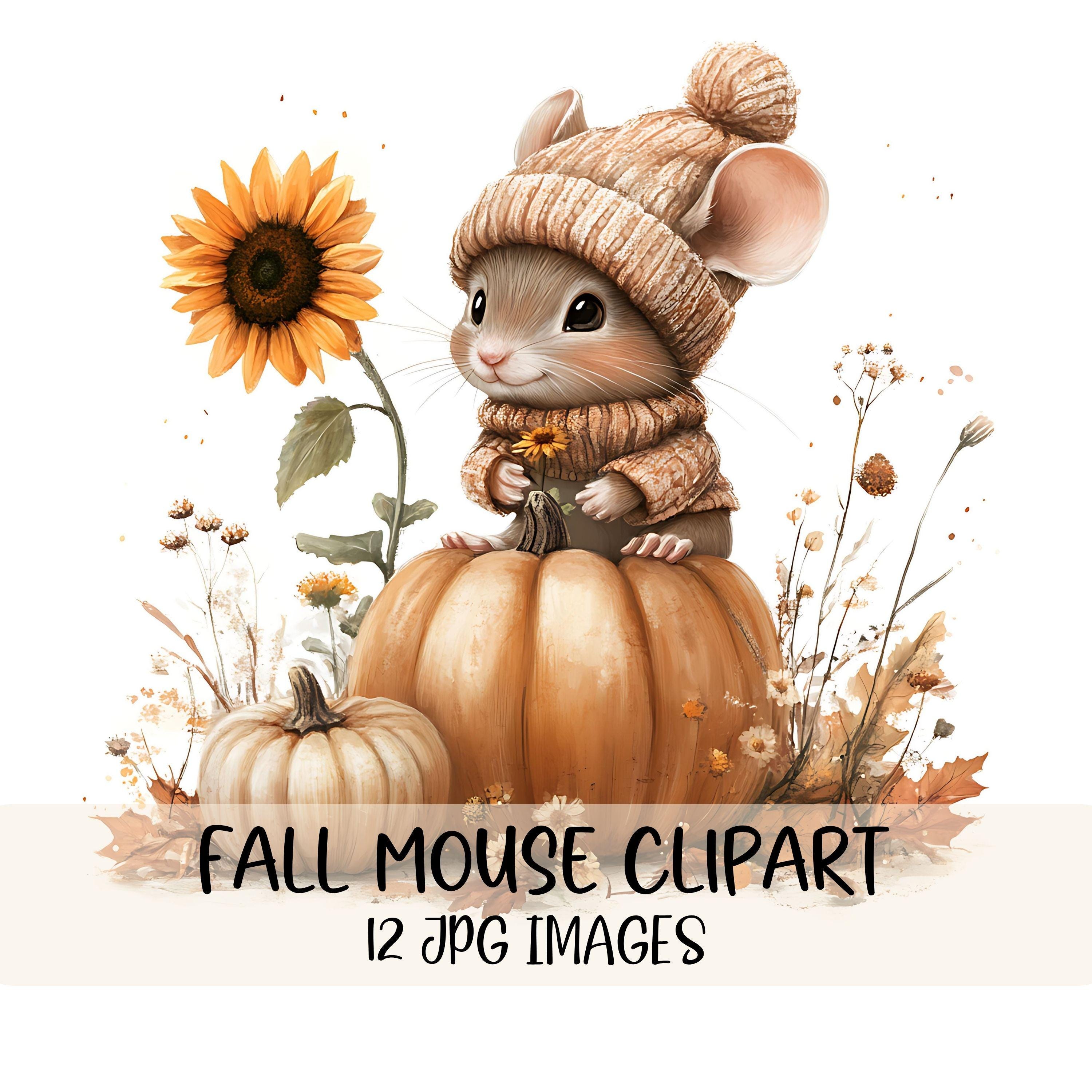 Fall Mouse Clipart Bundle: Watercolor Autumn Animals (digital Download ...