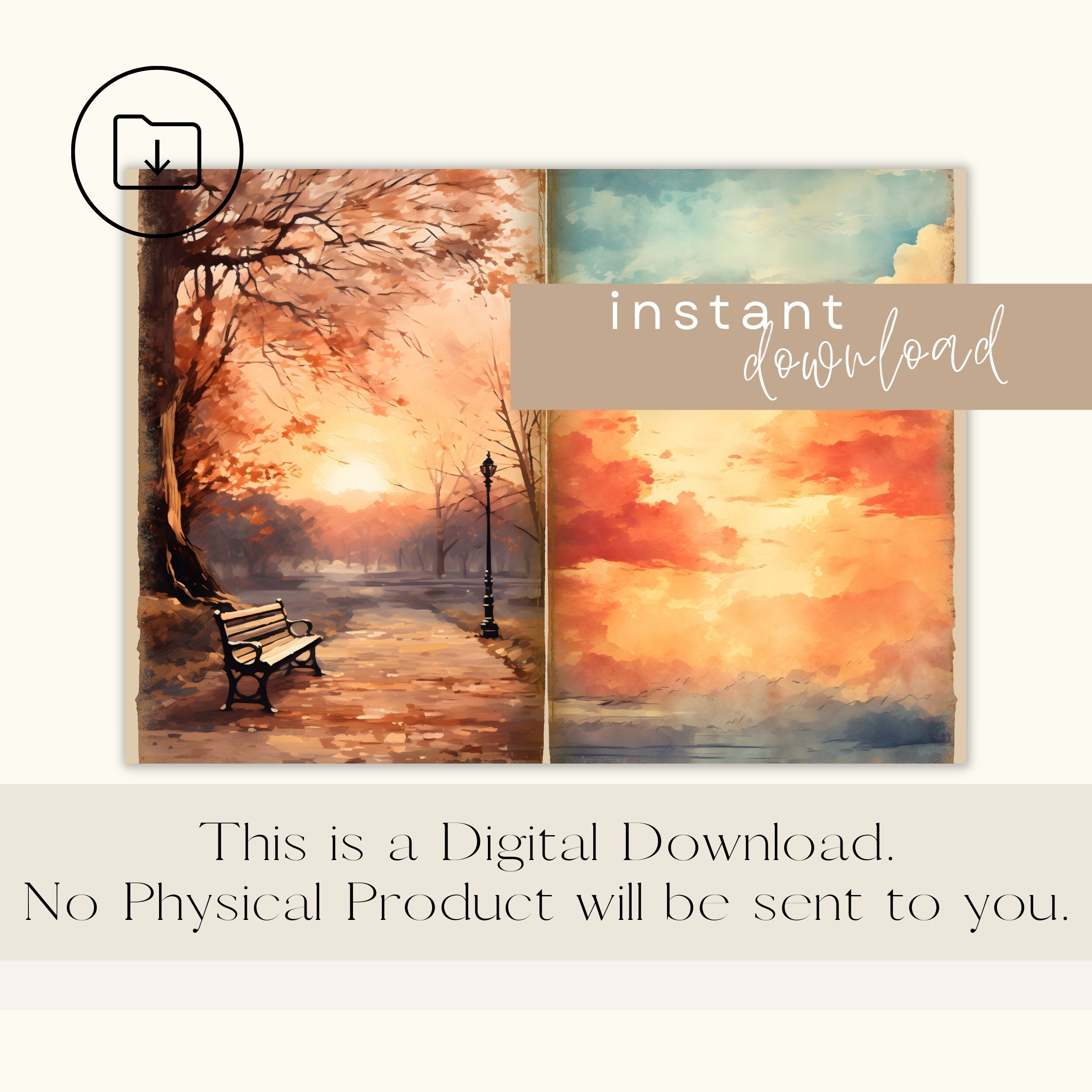 Watercolor Sunset Junk Journal Pages Printable Background Sunset ...