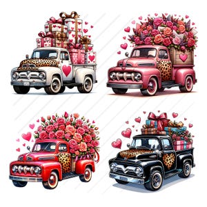Pickup Truck Clipart Bundle Watercolor Valentine's Day Clipart JPG ...