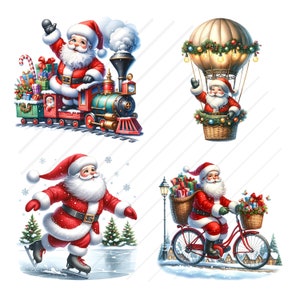 Cute Santa Clipart Bundle Christmas Clipart Digital Download Watercolor ...