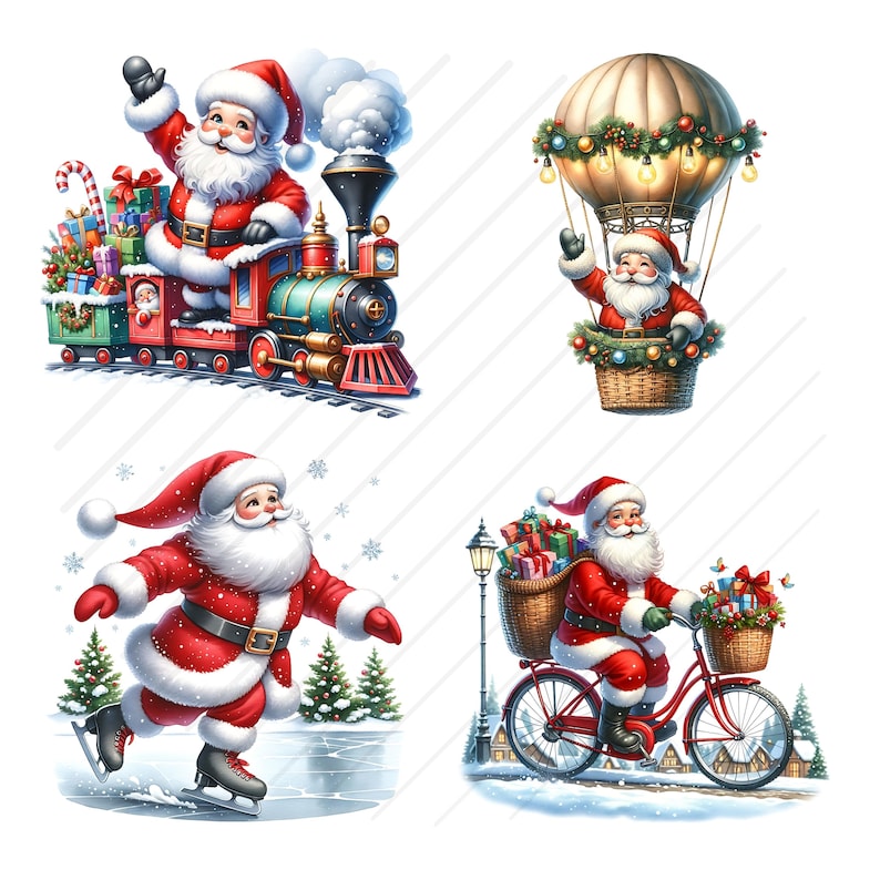 Cute Santa Clipart Bundle Christmas Clipart Digital Download Watercolor ...