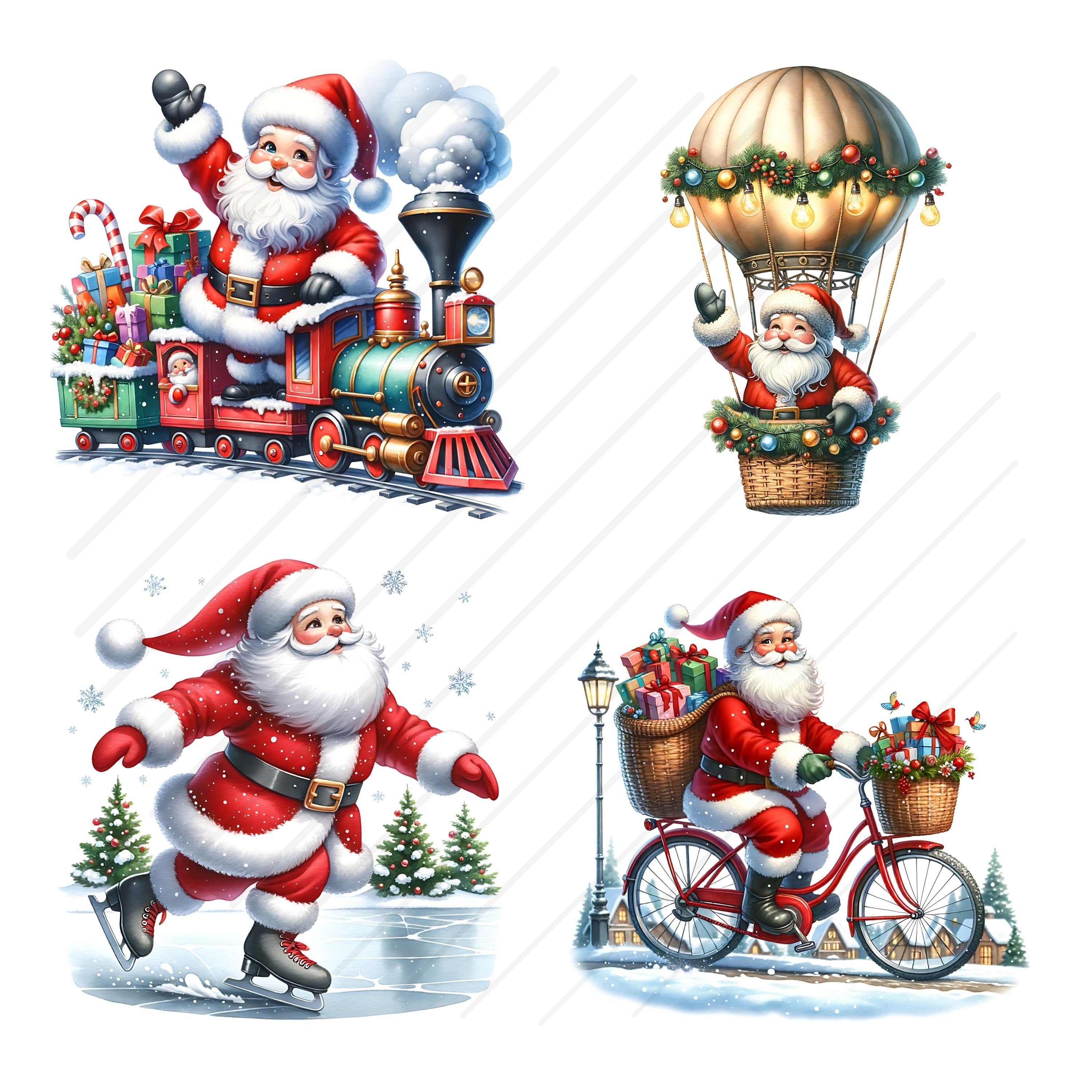 Cute Santa Clipart Bundle Christmas Clipart Digital Download Watercolor ...