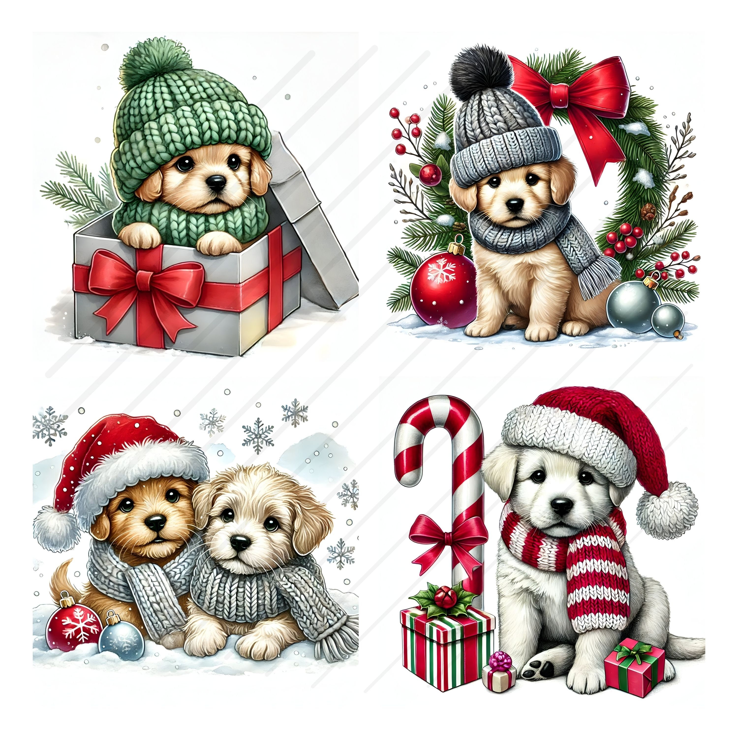 Christmas Puppy Clipart JPG Image Cute Christmas Puppies Holiday Dog ...