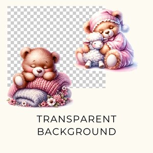 Cute Teddy Bear Watercolor Clipart Bundle Sleeping Teddybear Clipart ...