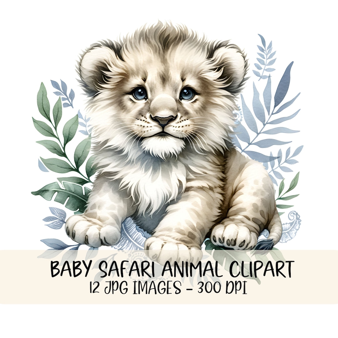 Cute Baby Safari Clipart Bundle Safari Animal JPG Watercolor Safari ...