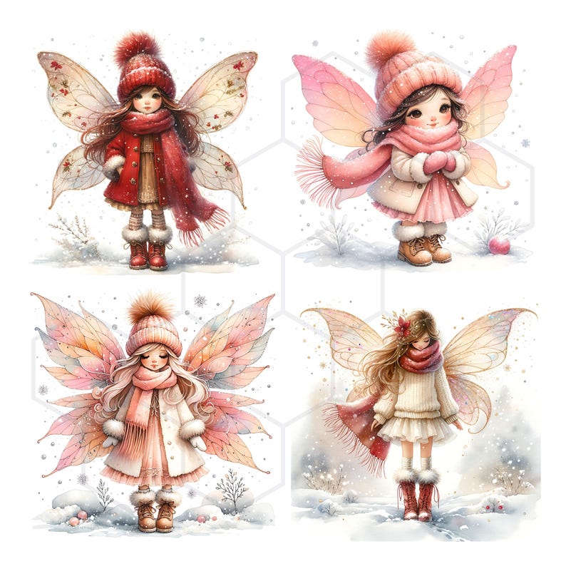 Watercolor Winter Fairy Clipart Bundle Magical Fairy Clipart JPG Images ...