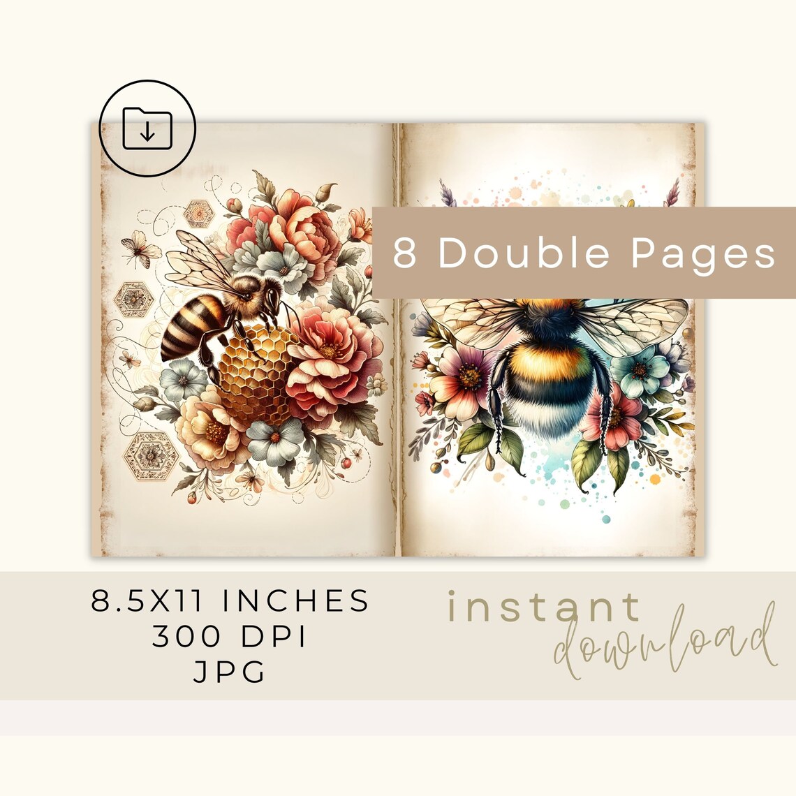 Bee Junk Journal Kit Honey Bee Printable Paper Insect Journal Pages ...