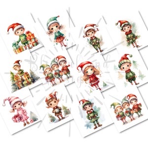 Christmas Elf Watercolor Clipart Christmas Clipart Image Digital ...