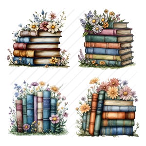 Vintage Floral Books Clipart Bundle Watercolor Botanical Book ...