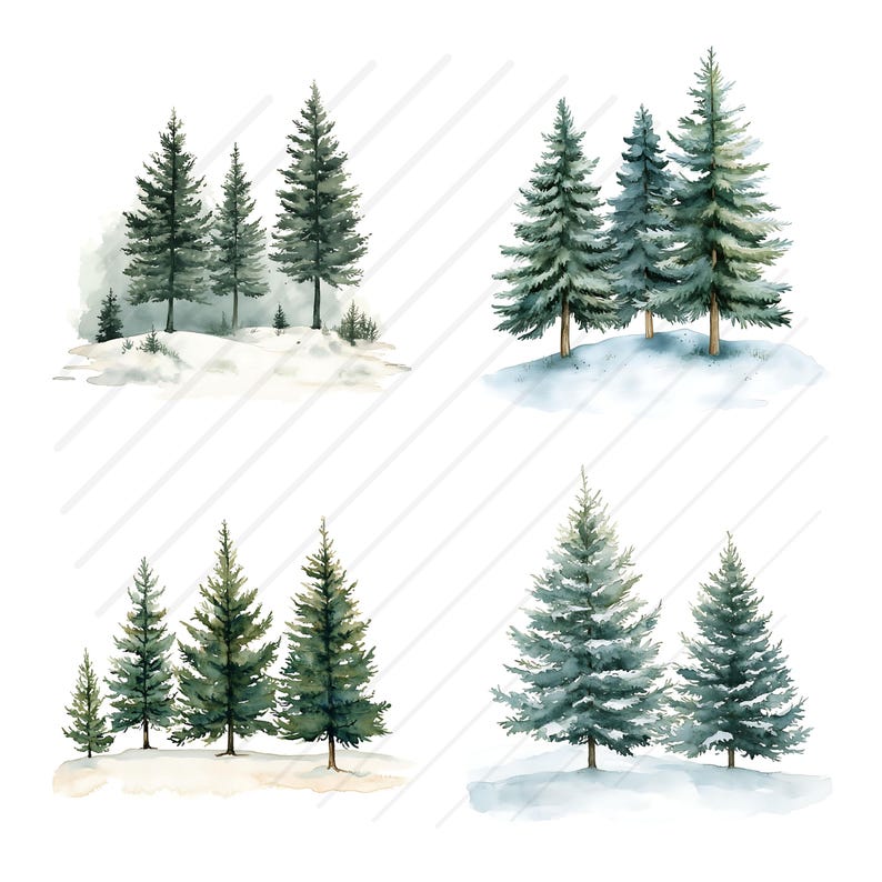 Snowy Pine Tree Clipart Winter Landscape High Quality Jpgs Pine Tree ...