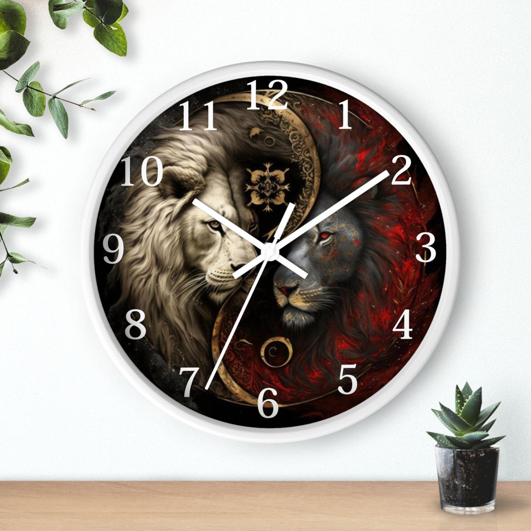 Yin Yang Lion Wall Clock: Silent Analog Celestial Clock - Etsy