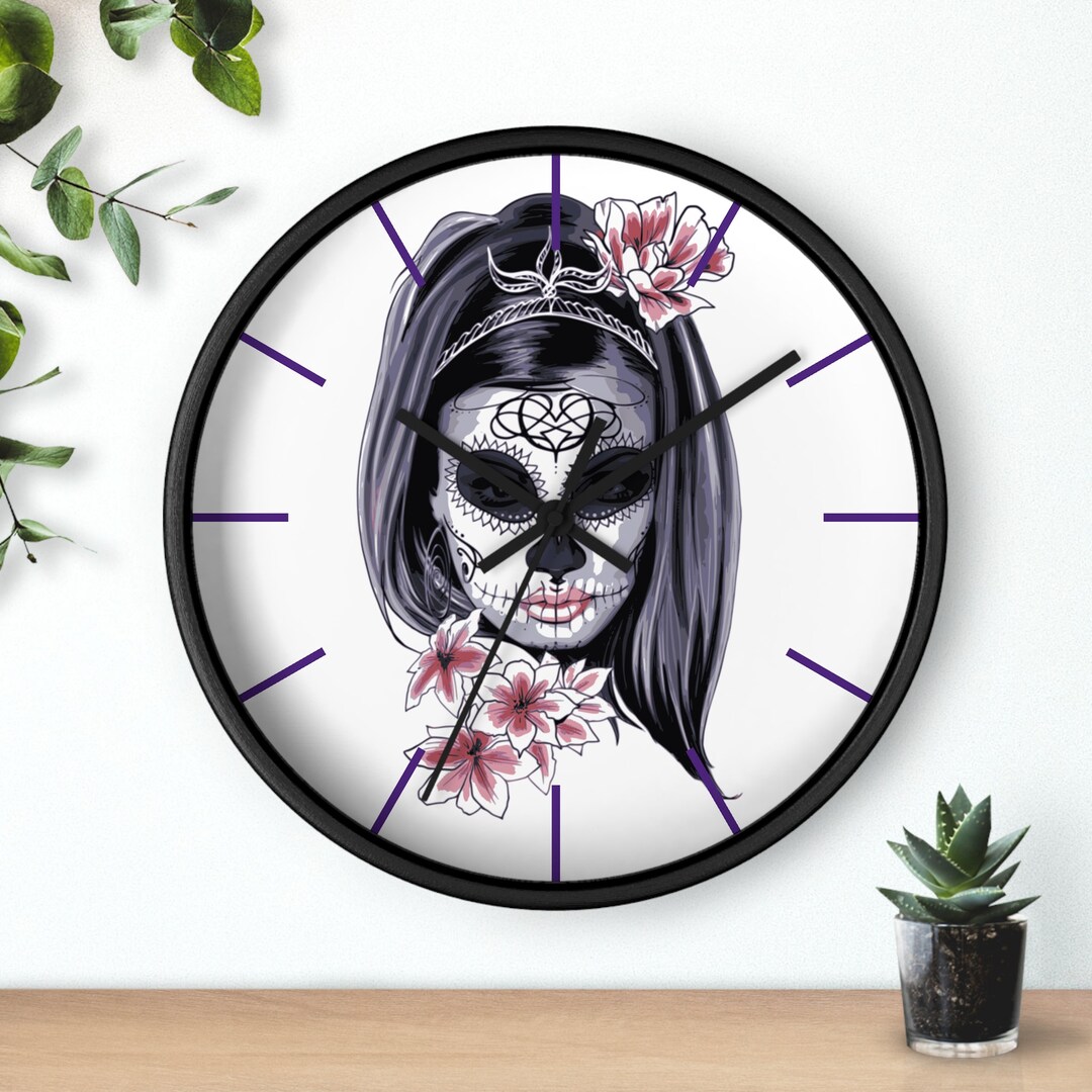 Silent Wall Clock Day of the Dead Dia De Los Muertos Wall - Etsy