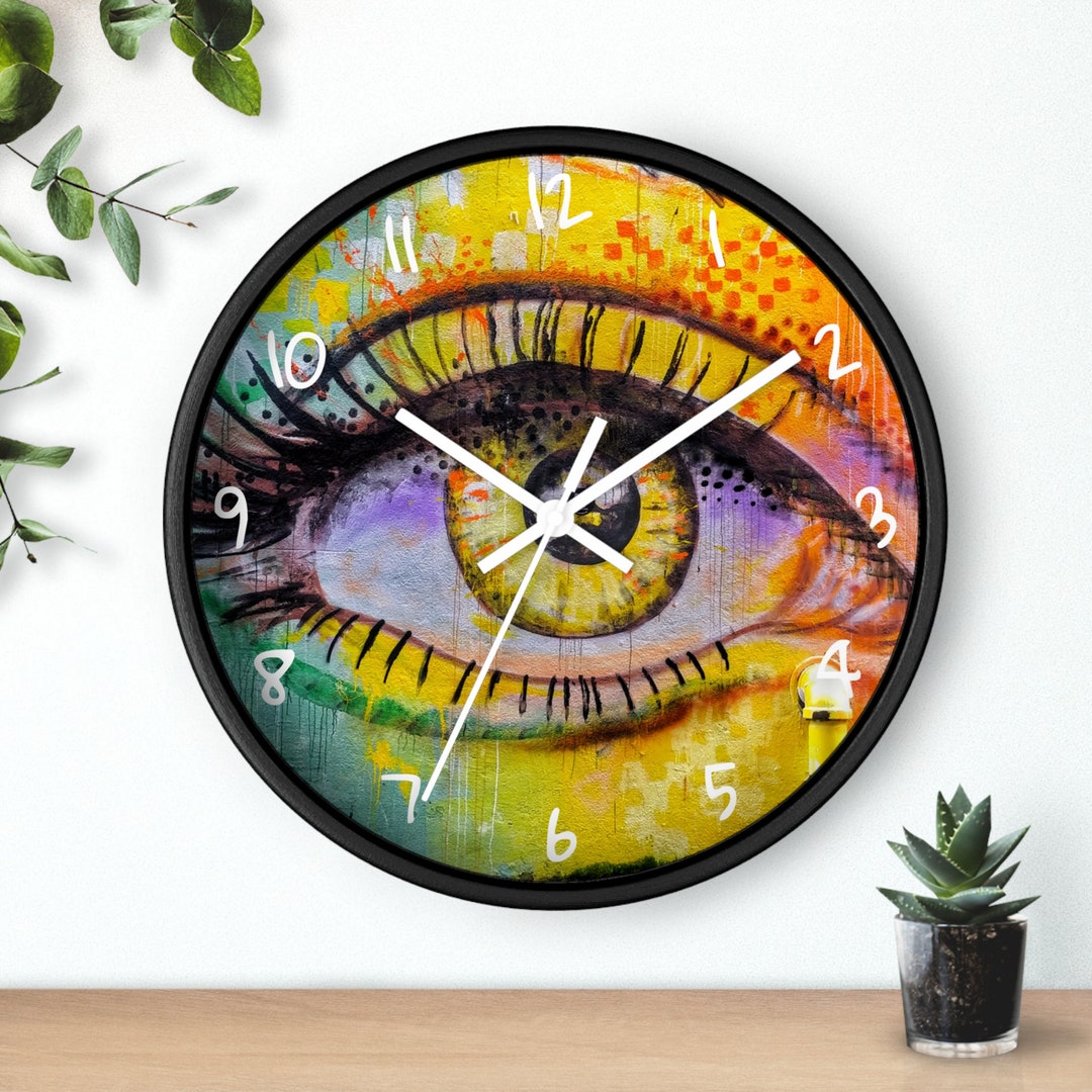 Silent Wall Clock, Unique Wall Clock, Graffiti Eye Ball Clock - Silent ...