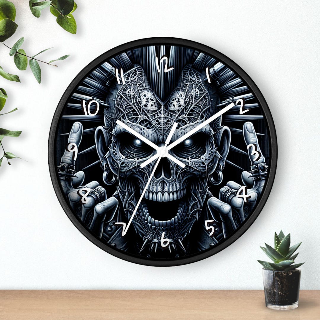Punk Rock Skull Wall Clock: Gothic Silent Analog Decor - Etsy