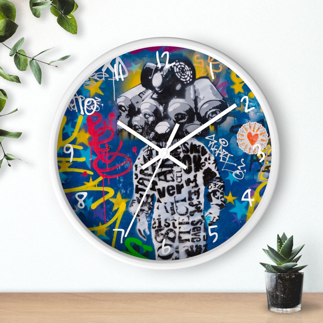 Silent Wall Clock, Unique Graffiti Clock, Silent Analog Clock | Urban ...