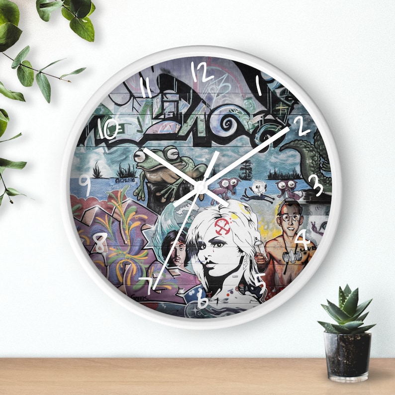 Street Art Clock, Unique Analog Wall Clock, Graffiti Art Clock, Silent ...